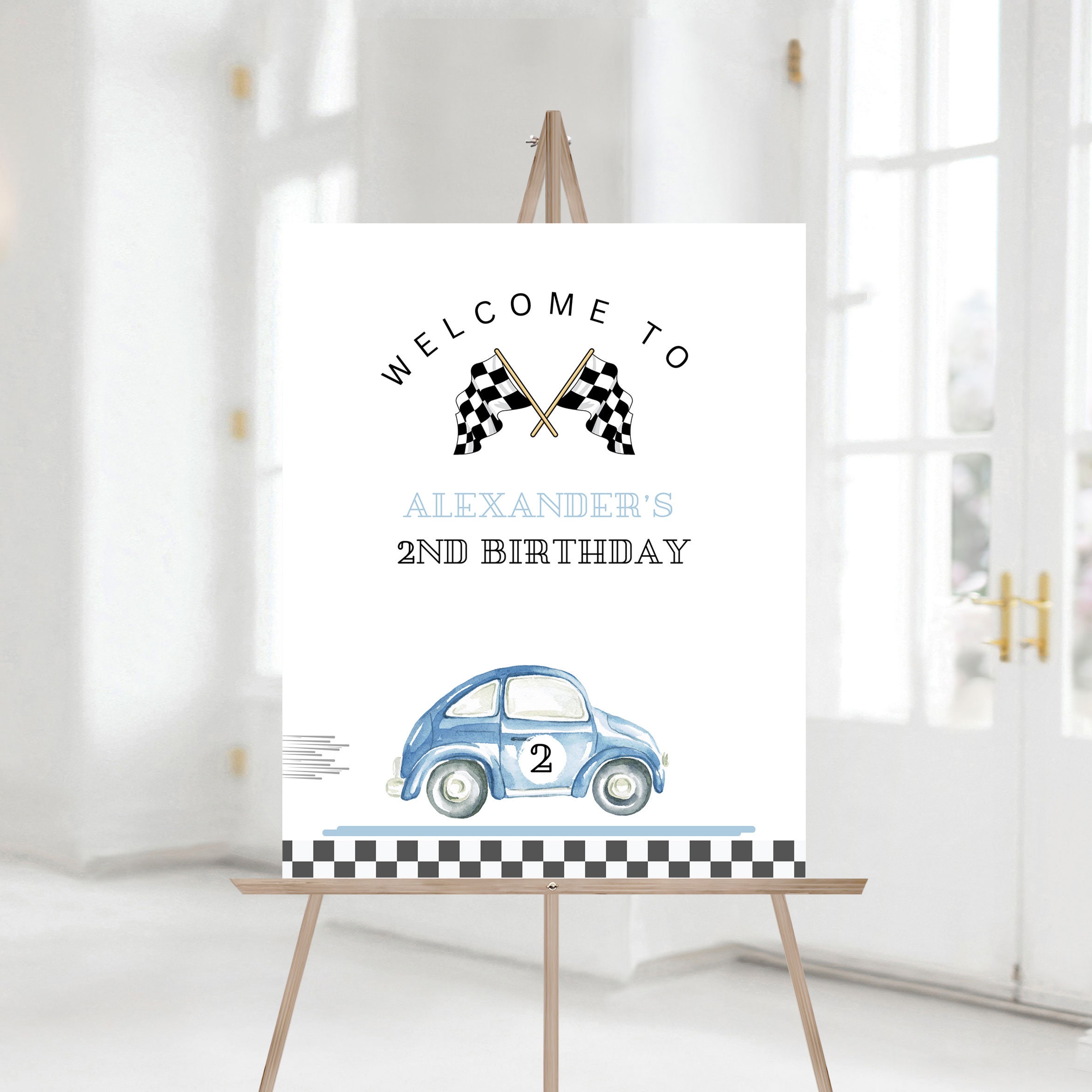Editable TWO Fast Welcome Sign Race Car 2nd Birthday Invite Racing Car ...