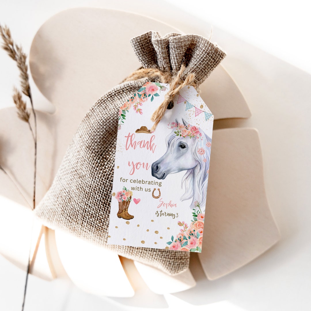 Editable Cowgirl Favor Tags Tags Horse Birthday Party Favor Thank You ...