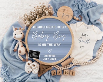 Boy Pregnancy Announcement Digital Baby Announcement Boy Gender Reveal ...
