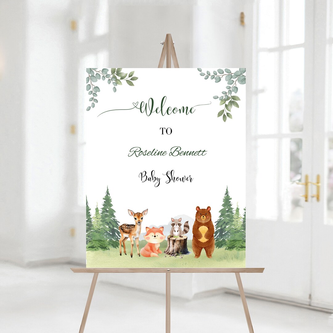 Woodland Baby Shower Welcome Sign, EDITABLE Its a Boy Pack, Woodland ...