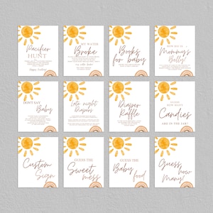 Editable Sun Baby Shower Games Bundle, Here Comes the Sun Baby Shower ...