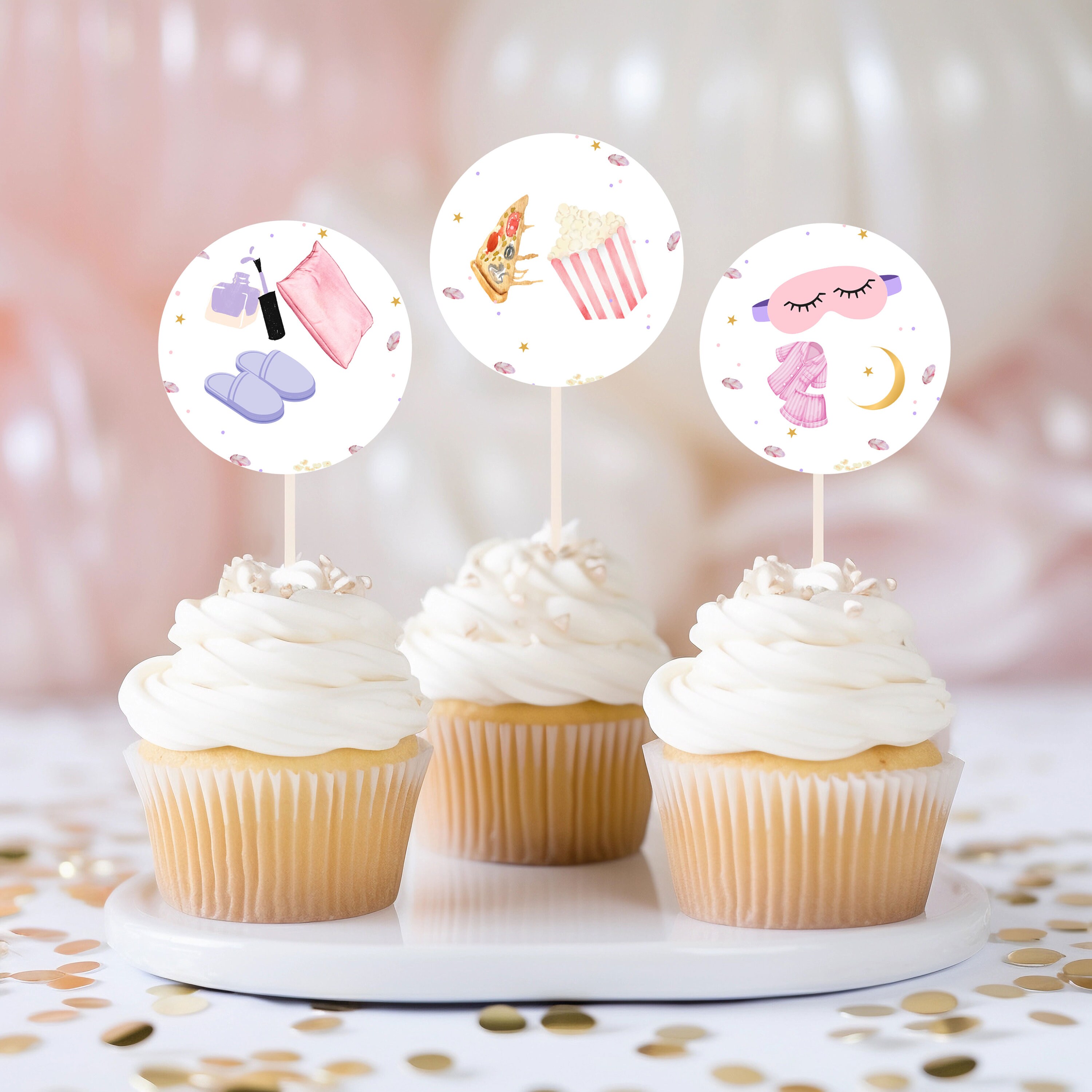 Editable Slumber Party Birthday Cake Topper Sleepover Birthday Invite ...