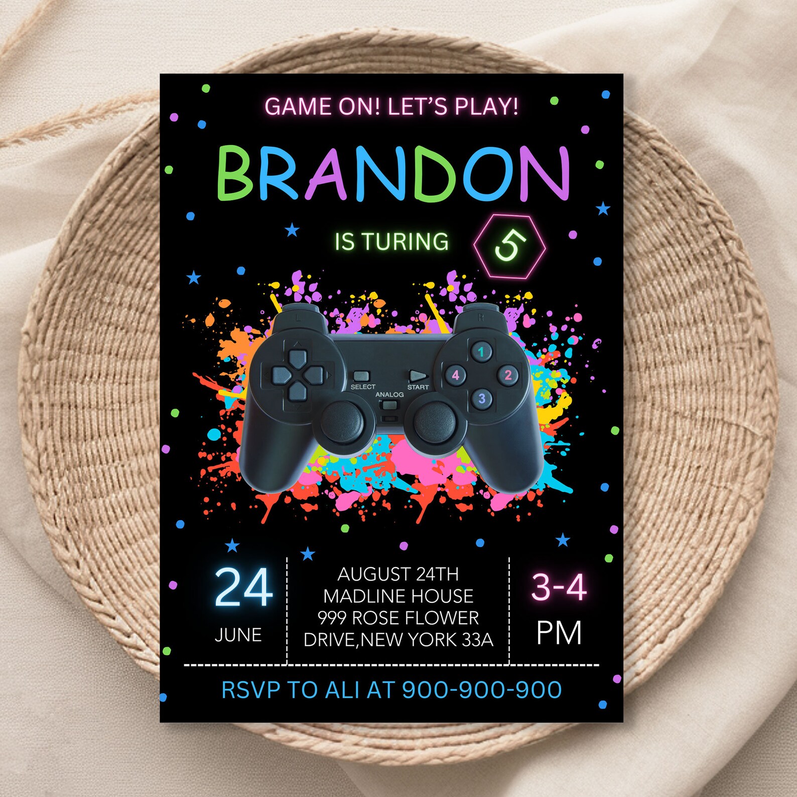Editable Gaming Birthday Invitation, Gamer Invitation, Gamer Birthday ...