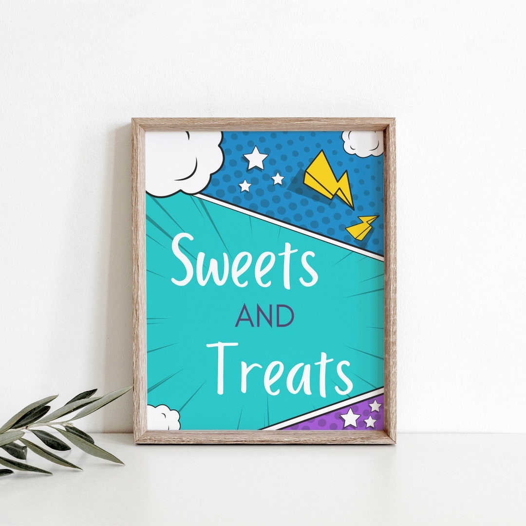 Editable Comic Birthday Party Table Sign Printable Comic Book Hero ...