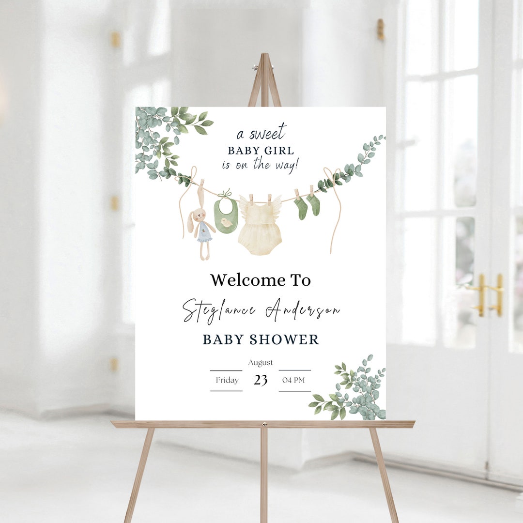 Gender Neutral Baby Shower Welcome Sign Baby Clothes Invite Set Little ...