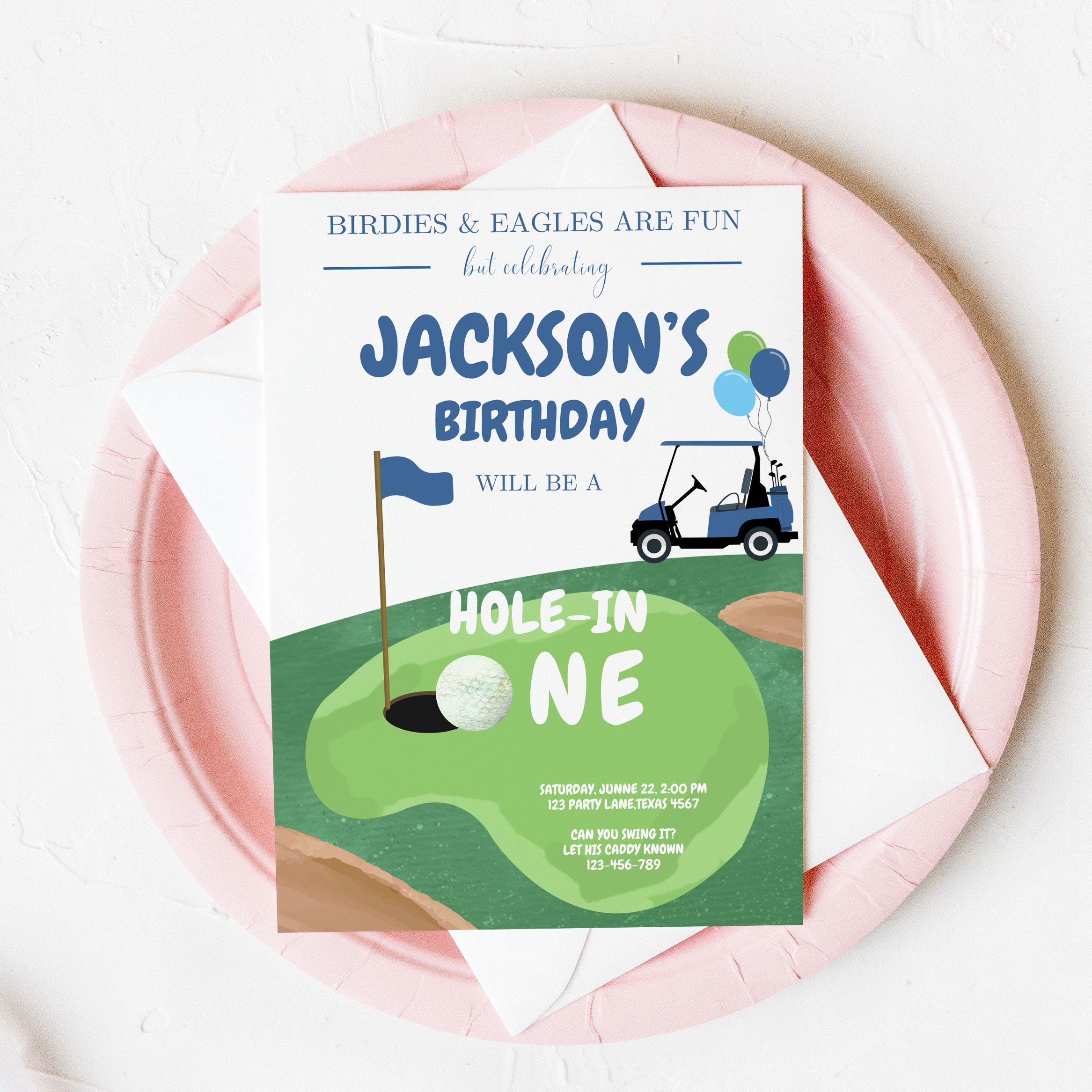 Editable Hole in One Birthday Invitation Golf First Birthday - Etsy