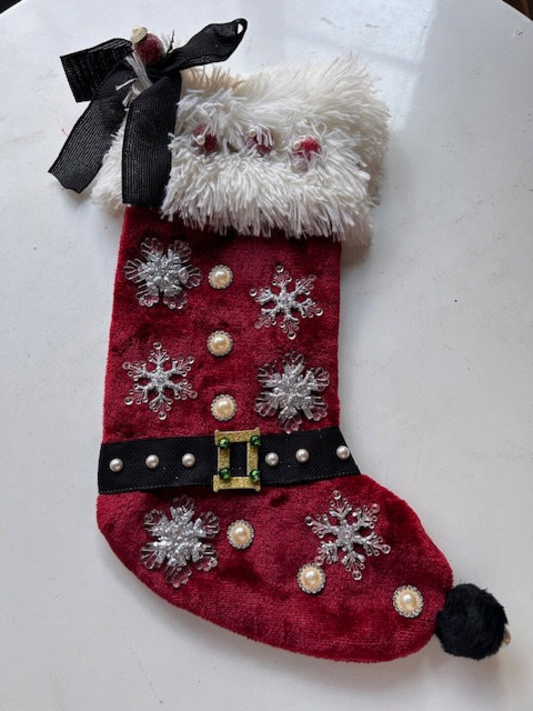 Deconstructed Santa Santa Suit Holiday Christmas Velvet Stocking ...