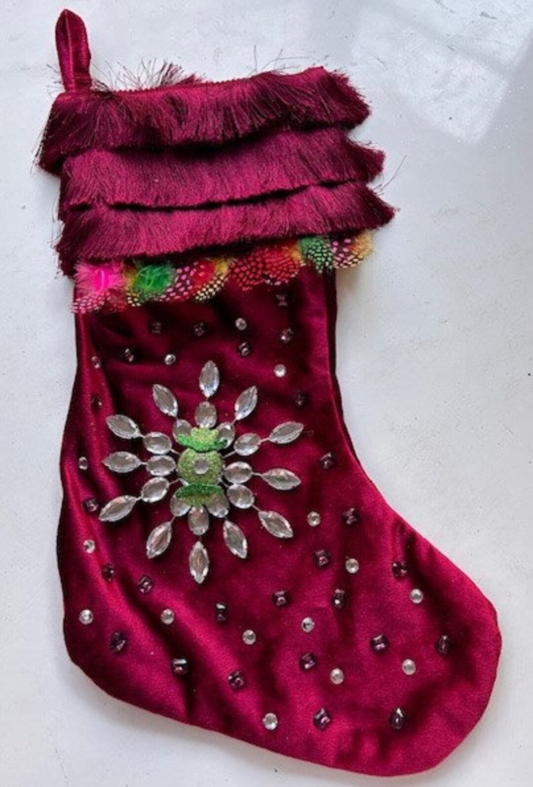 Snowburst Stocking Star Sparkle Velvet Christmas Stocking, Swarovski ...