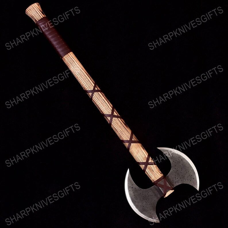 Carbon Steel Double Headed Axe Handmade Axe With Leather - Etsy