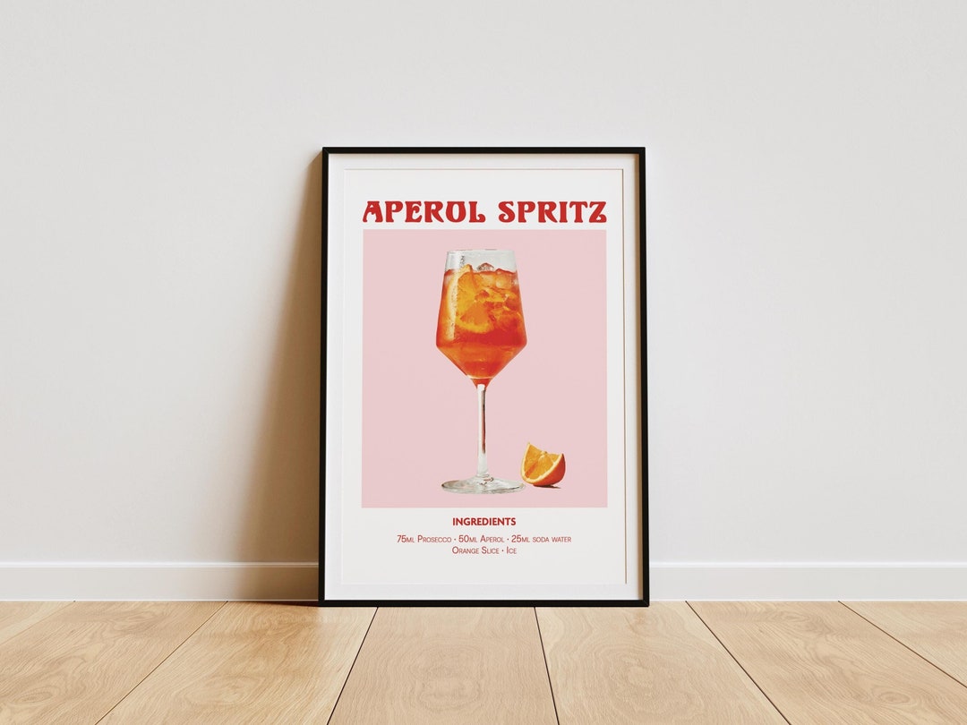 Aperol Spritz Recipe Art Print Bar Cart Decor Cocktail Poster Party ...