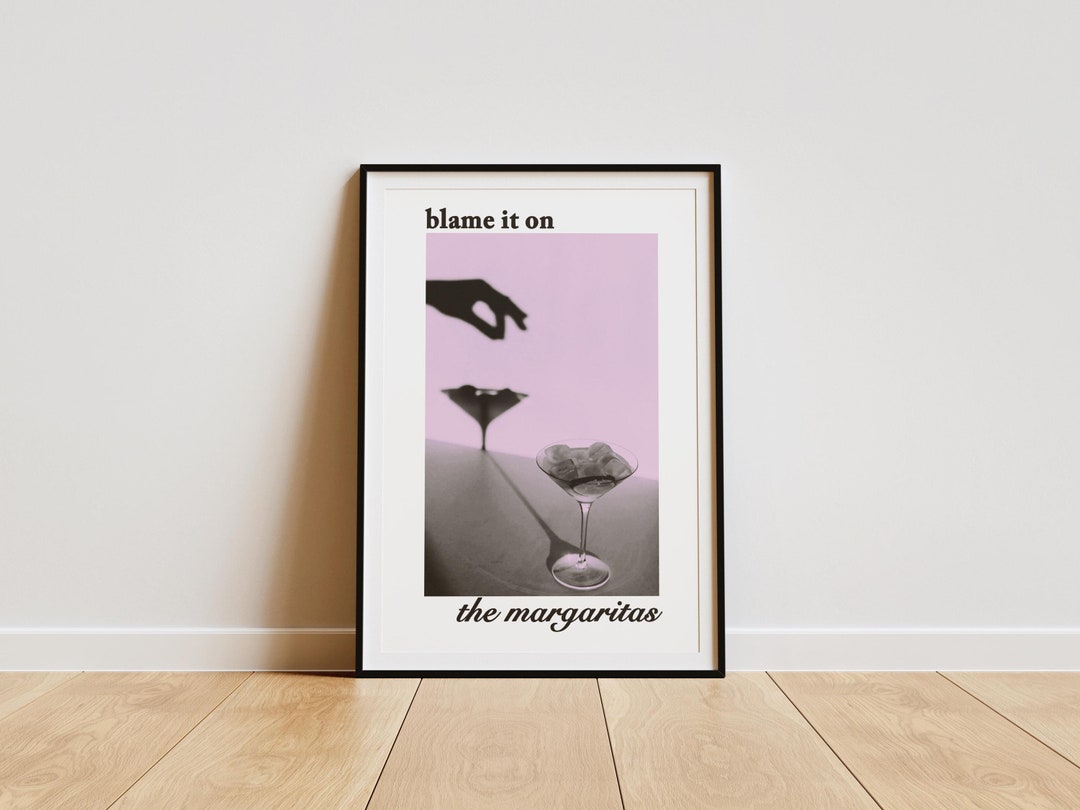 Retro Margarita Wall Art 'blame It on the Margaritas' Fun Bar Decor in ...