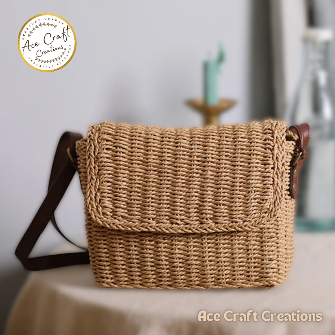 Elegant Hand Woven Straw Crossbody Bag: Versatile Fashion Handbag for ...