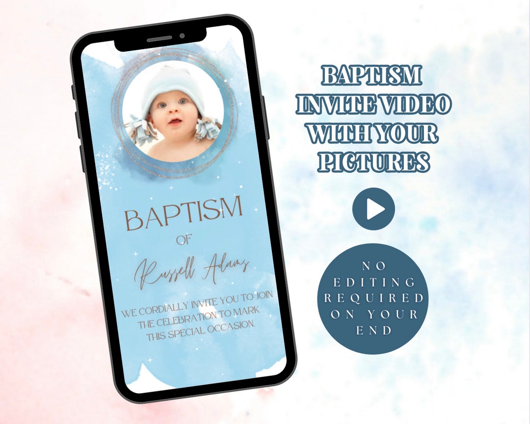 Christening Digital Invitation, Baptism Photo Invitation, Digital ...