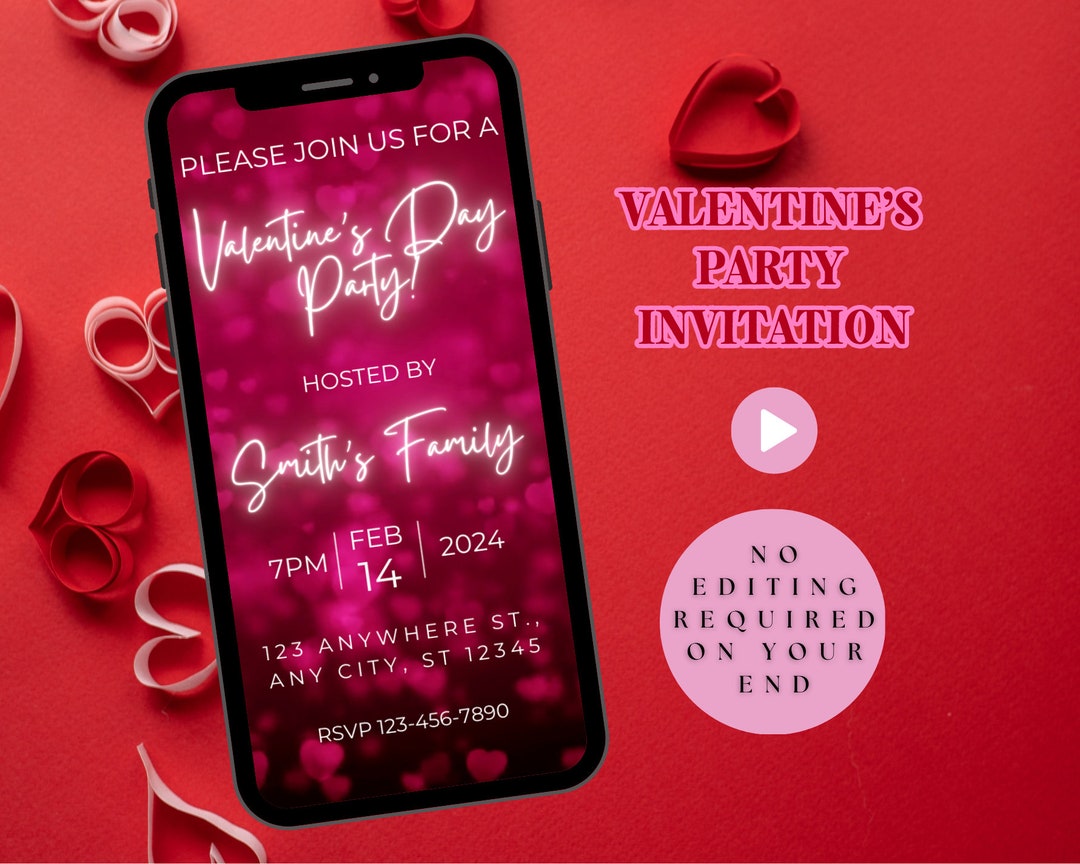 Custom Valentine Invite, Digital Valentine Invitation, Valentines Evite ...