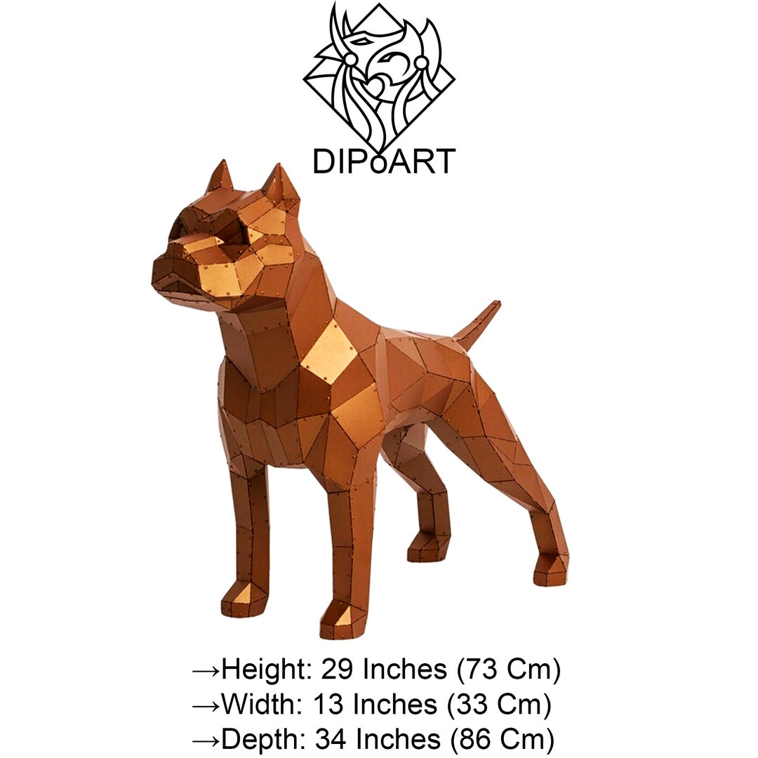 3D Sculpture Art Pitbull Statue Metal Art Garden Sculpture Animal ...