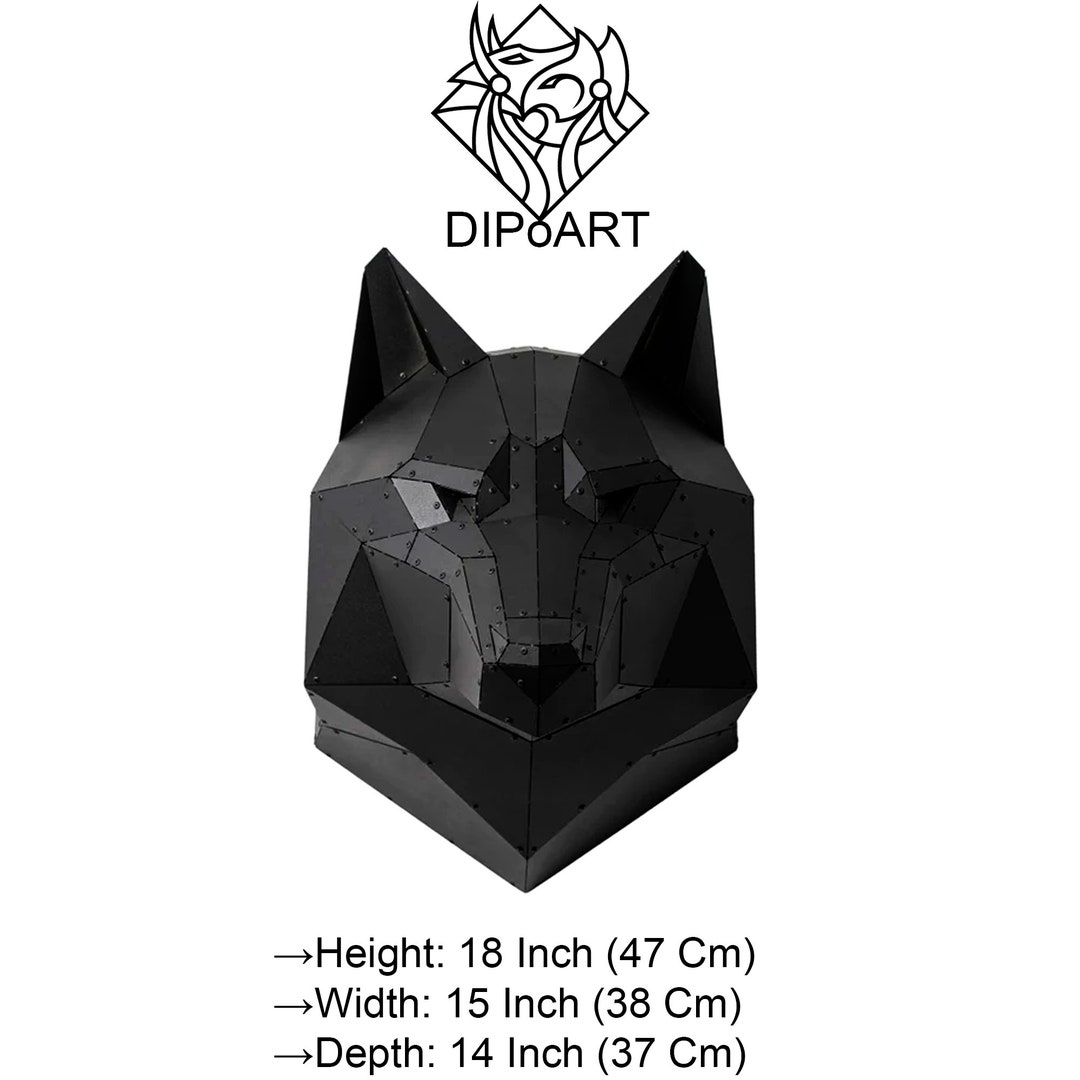 3D Animal Wall Decor Wolf Sculpture, Geometric Metal Sculpture Wolf ...