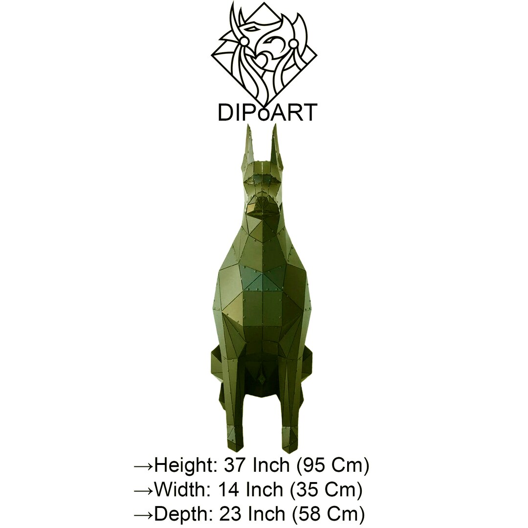 Sitting Doberman Statue 3D Metal Art Decor Decorative Metal Doberman ...