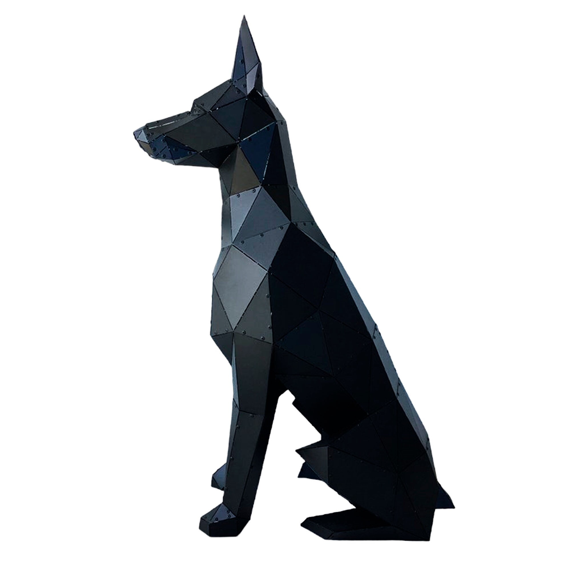 Sitting Doberman Statue 3D Metal Art Decor Decorative Metal Doberman ...