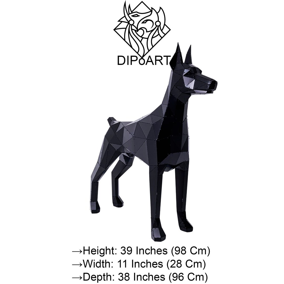 3D Sculpture Art Doberman Statue Metal Art Sculpture for Garden ...