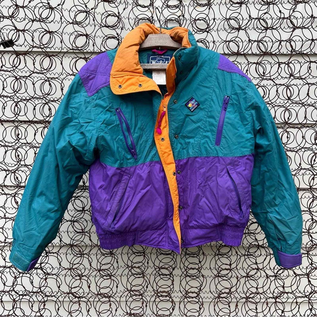 Vintage Woolrich Color Block Down Filled Puffy Ski Coat Winter Coat ...
