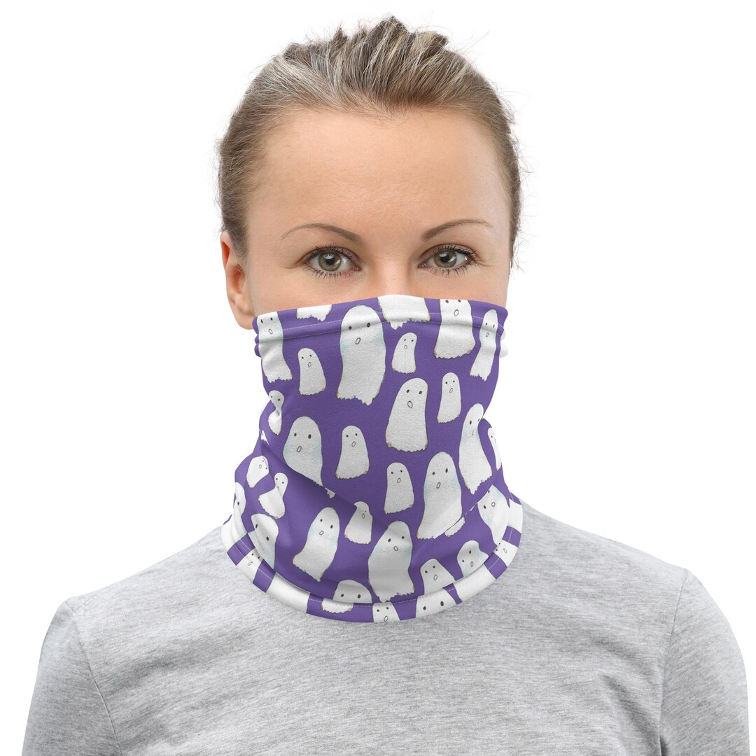 Purple Ghost Pattern Neck Gaiter, Halloween Face Mask - Etsy