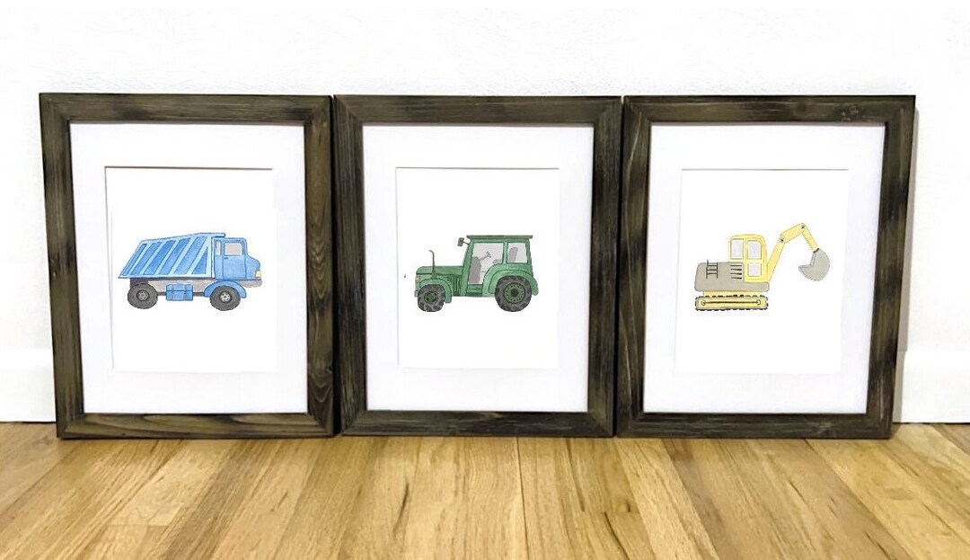 Adorable Trucks & Tractors Watercolor Set for Boys Room, Boho Nursery ...