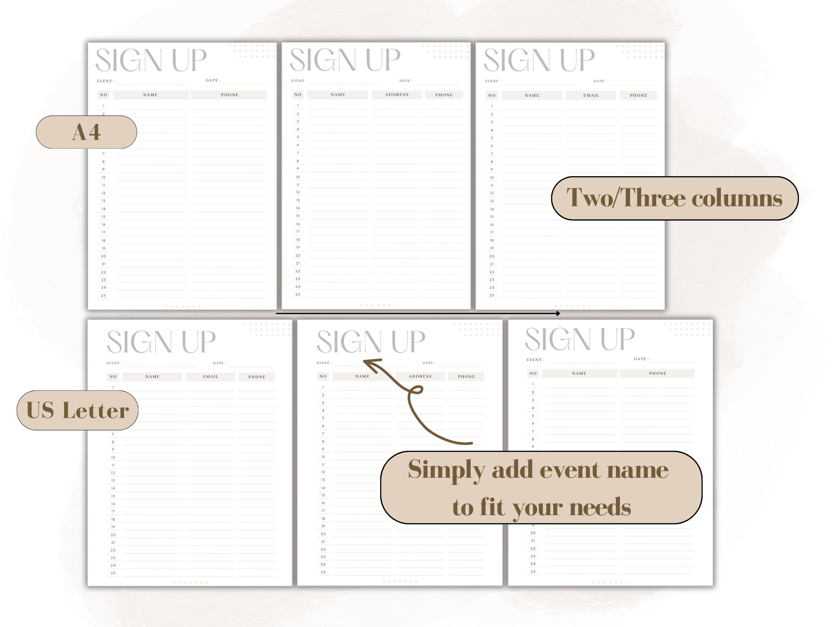 Sign up Sheet, Sign up Template,event Sign Up,party Sign Up,sign up ...