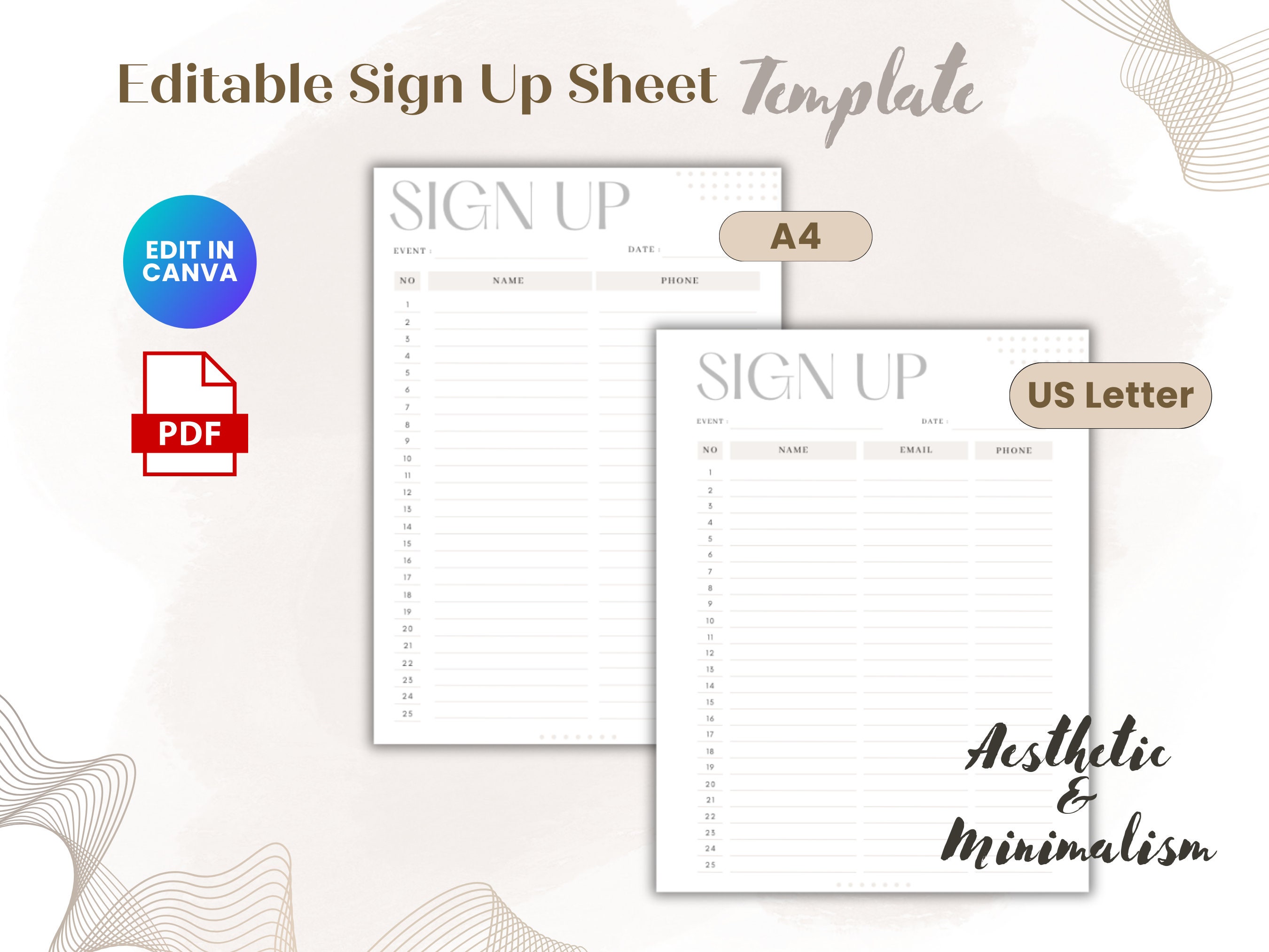 Sign up Sheet, Sign up Template,event Sign Up,party Sign Up,sign up ...