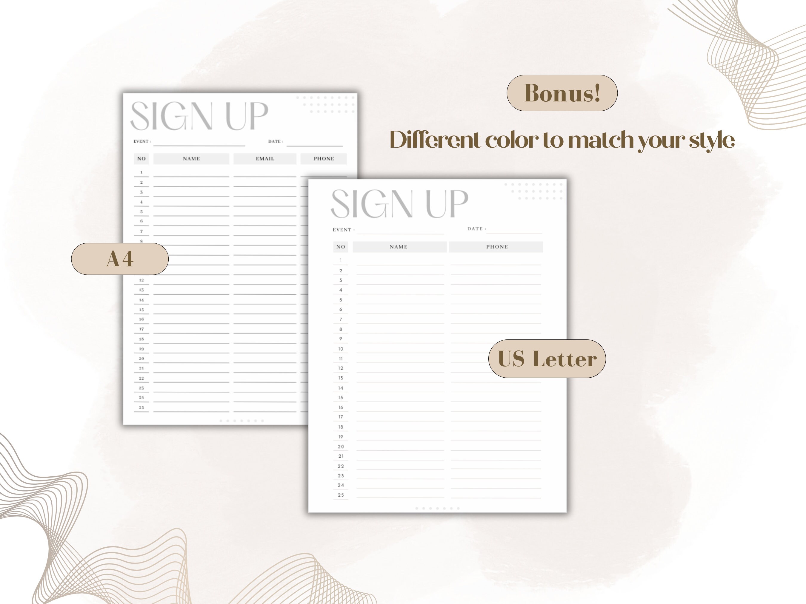Sign up Sheet, Sign up Template,event Sign Up,party Sign Up,sign up ...