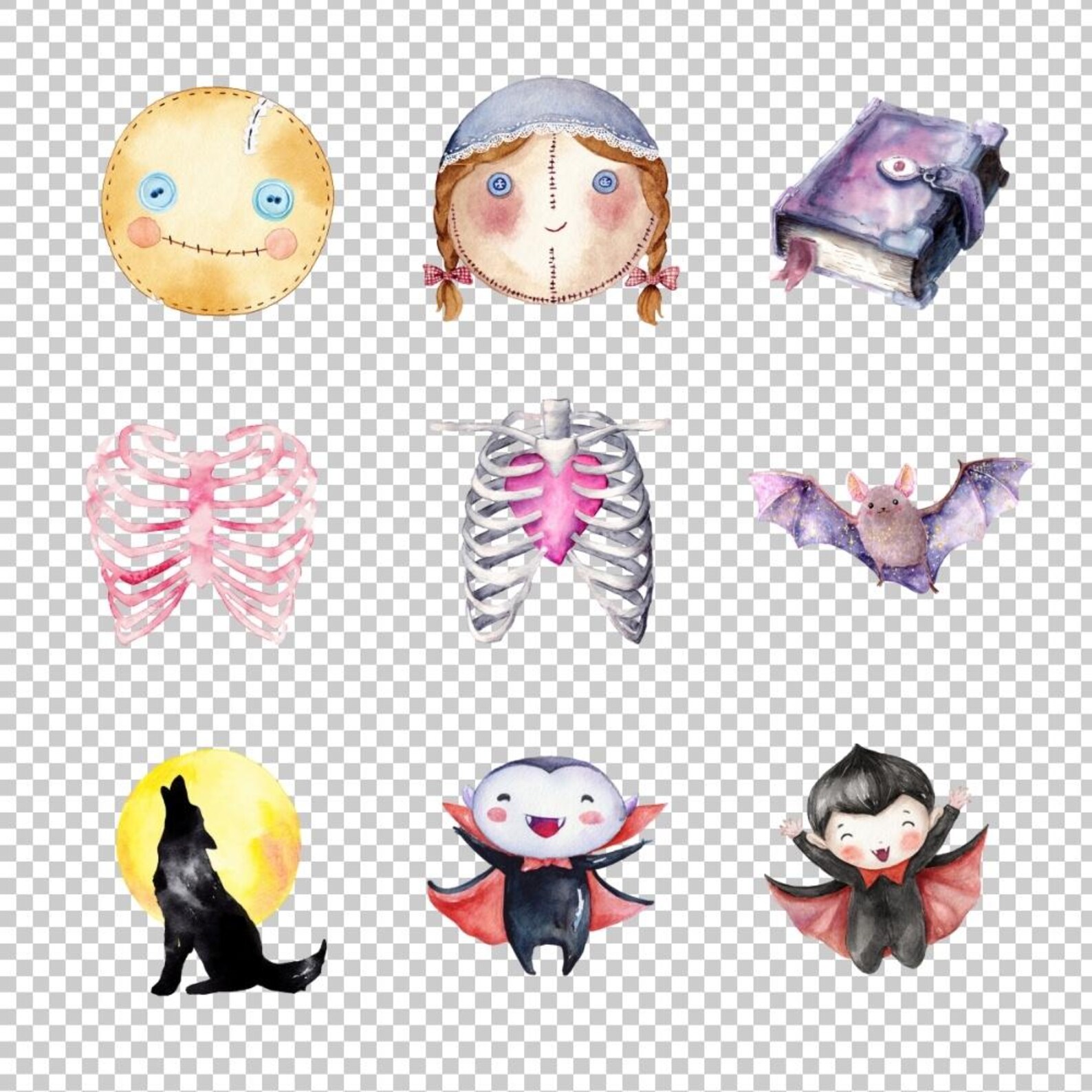 81 Cute Halloween PNG Transparent Background | Watercolor Witch, Ghost ...