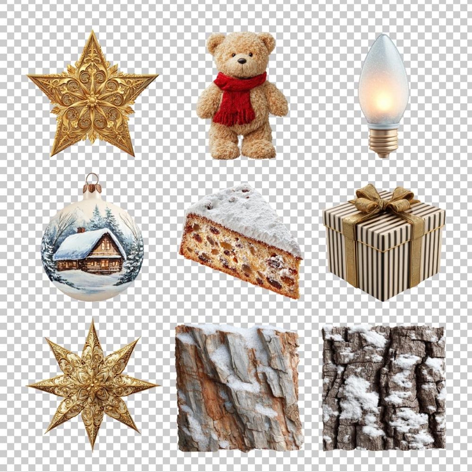 76 Christmas Asset PNG Transparent Background | Realistic Illustration ...
