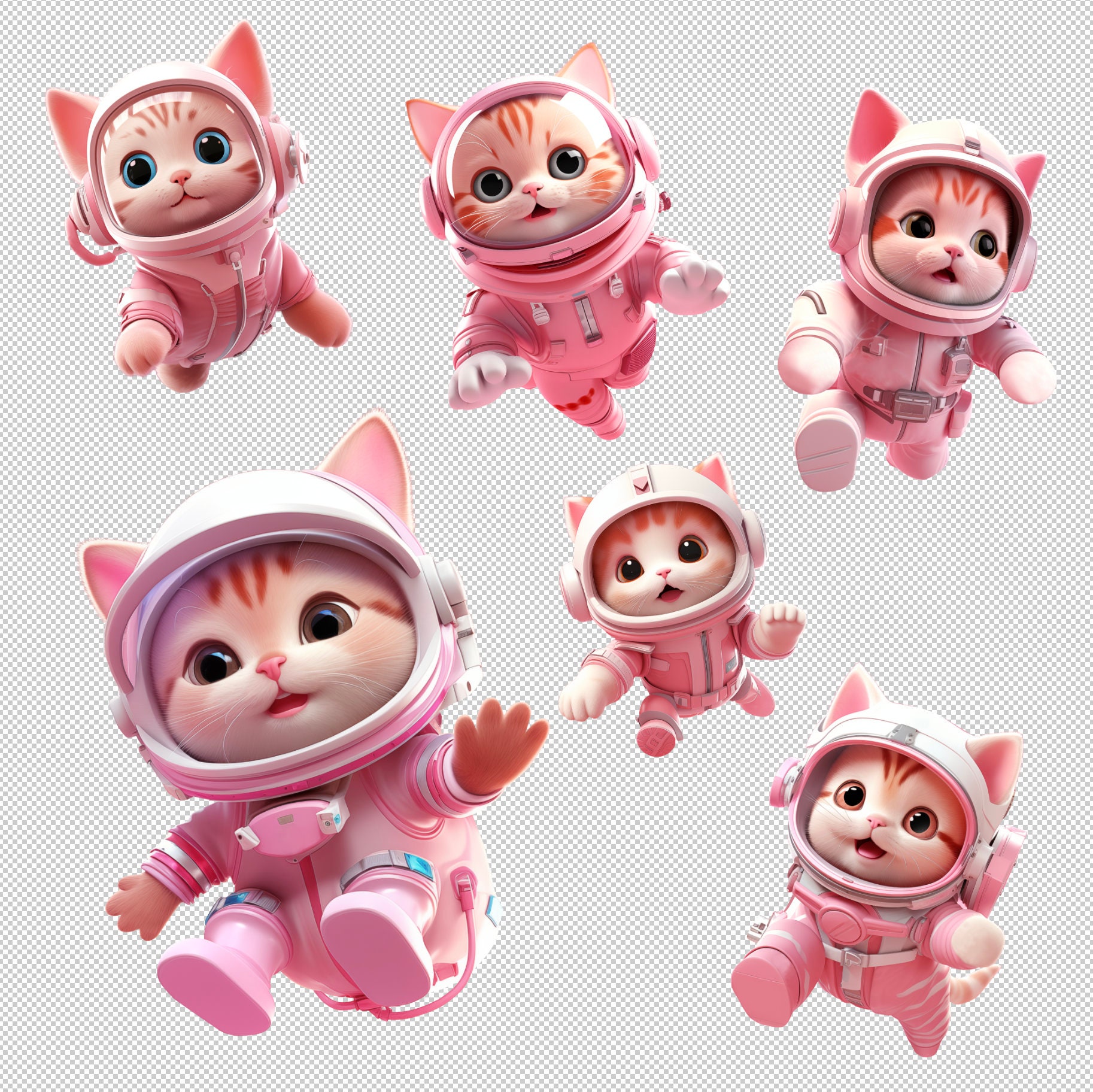 A Series of Cartoon Cats in Space Suits - Etsy