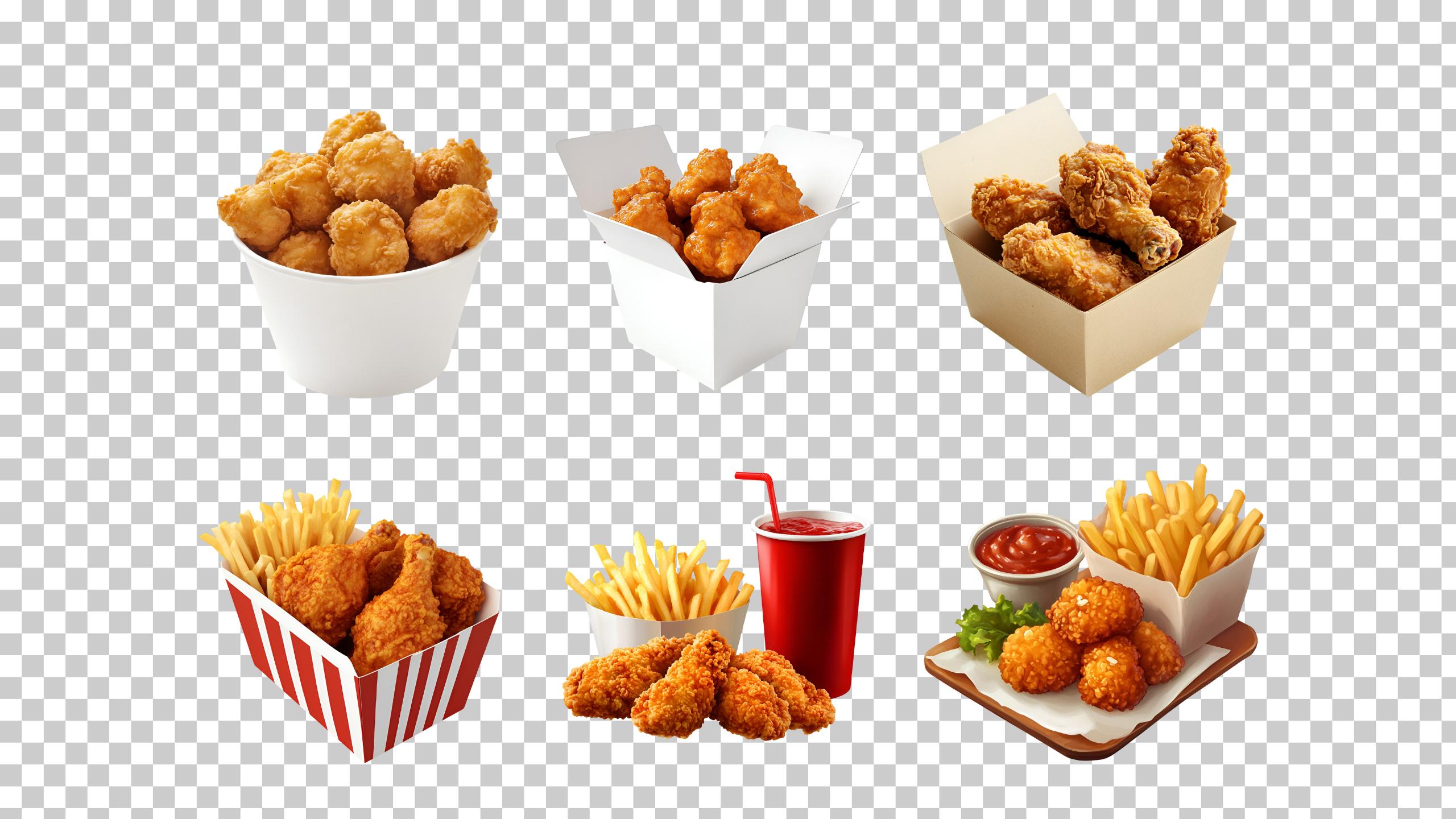 54 Fried Chicken PNG Clipart Bundle | Crispy Drumsticks, Wings, Bites ...
