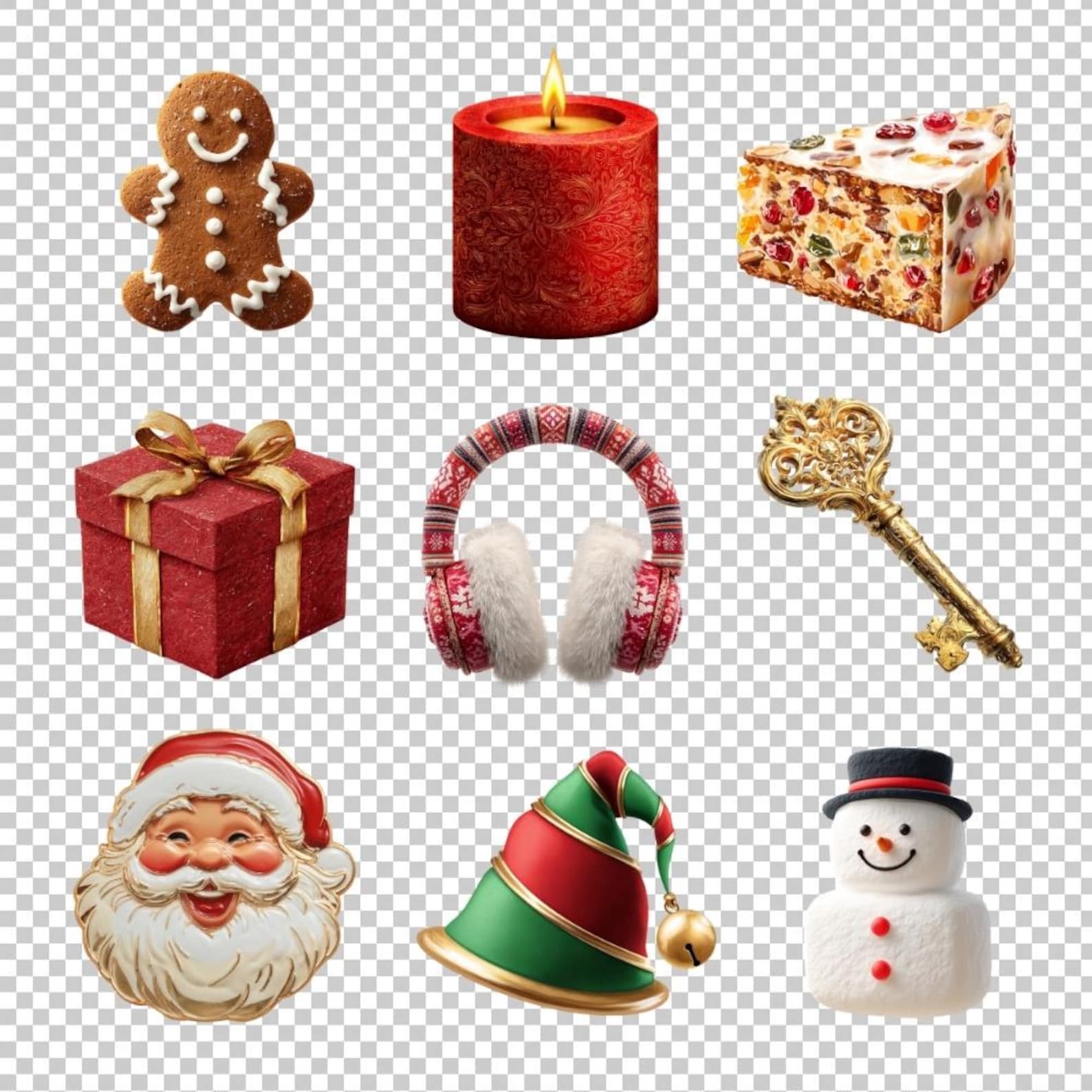 76 Christmas Asset PNG Transparent Background | Realistic Illustration ...