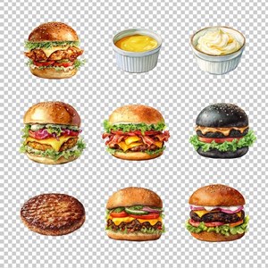 Watercolor Burger Clipart Set | 90 Fast Food Pngs (digital Download) - Etsy