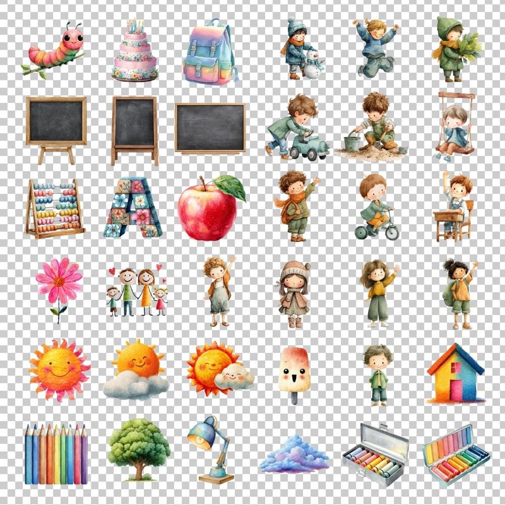 81 Kindergarten PNG Transparent Background | Watercolor School Bus ...