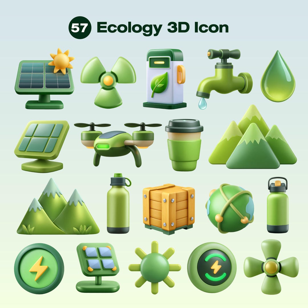 57 Ecology 3D Icon PNG | Ecology Clipart - Renewable Green Energy ...