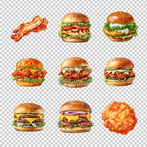 Watercolor Burger Clipart Set | 90 Fast Food Pngs (digital Download) - Etsy