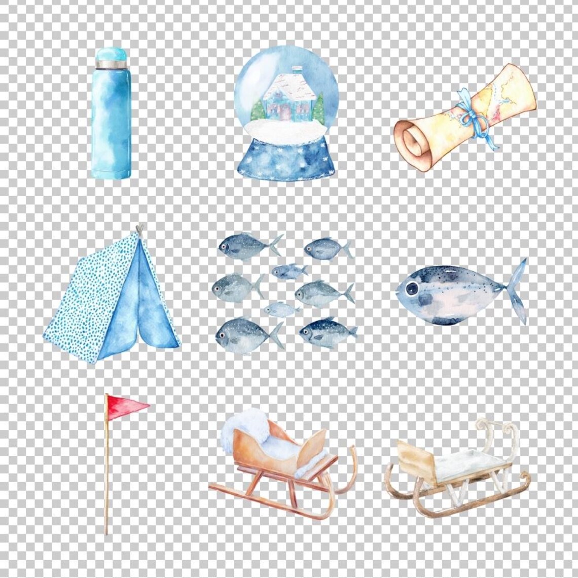 74 Arctic Animals PNG Transparent Background | Watercolor Winter, Polar ...