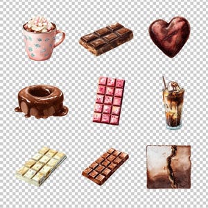 90 Chocolate Clipart PNG | Watercolor Candy, Macaron, Cookie, Brownie ...