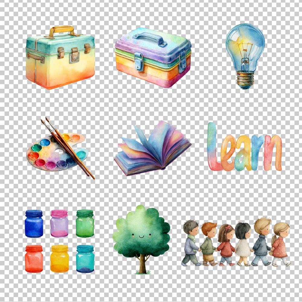 81 Kindergarten PNG Transparent Background | Watercolor School Bus ...