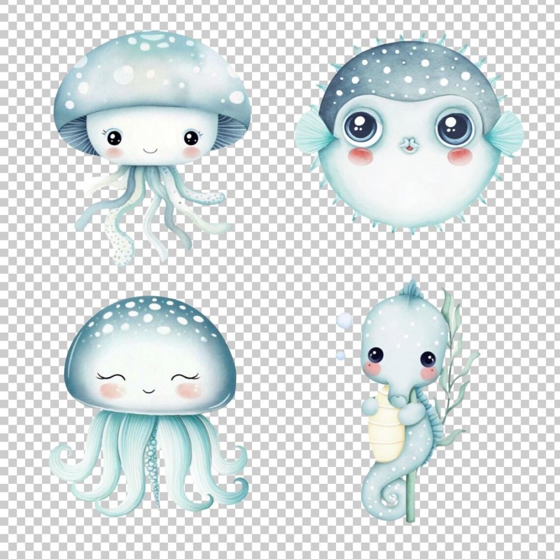 Watercolor Ocean Animals Clipart | Under the Sea Nursery (PNG, Digital ...