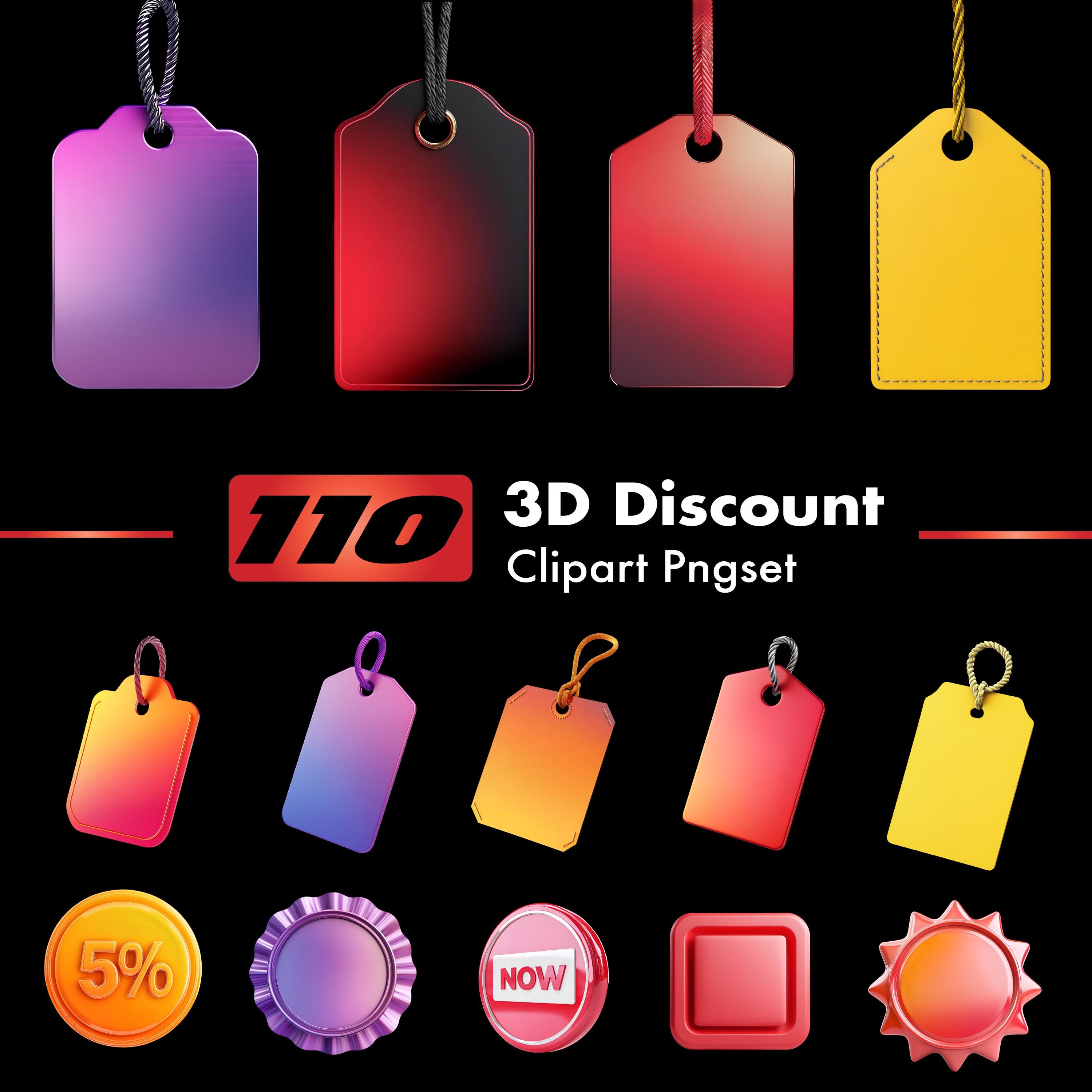 110 Element 3D Discount PNG Clipart | Gradient Sale Tags, Promo Badges ...