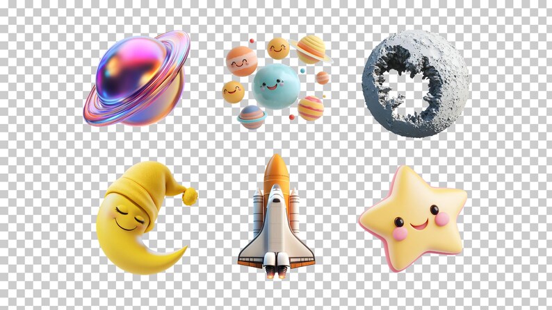 30 Space PNG Clipart Bundle | 3D Cute Cartoon Astronaut, Rocket, Alien ...