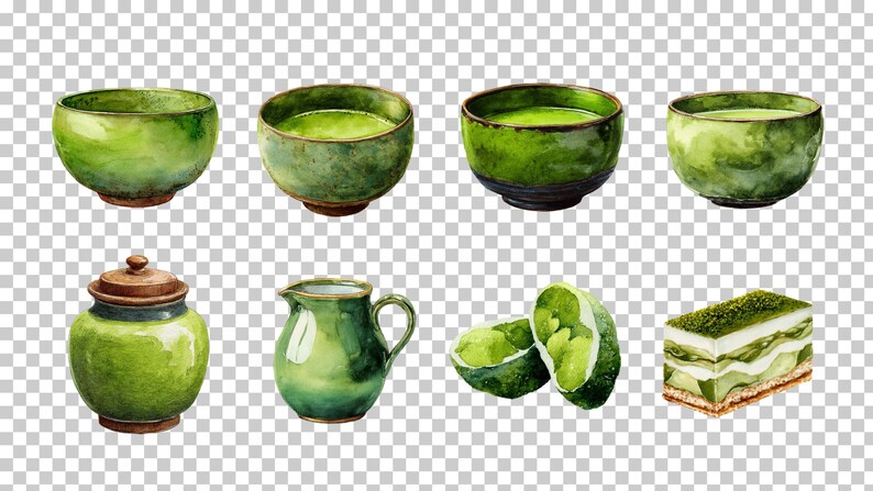 88 Matcha PNG Clipart Set | Transparent Green Tea Clipart, Matcha Latte ...