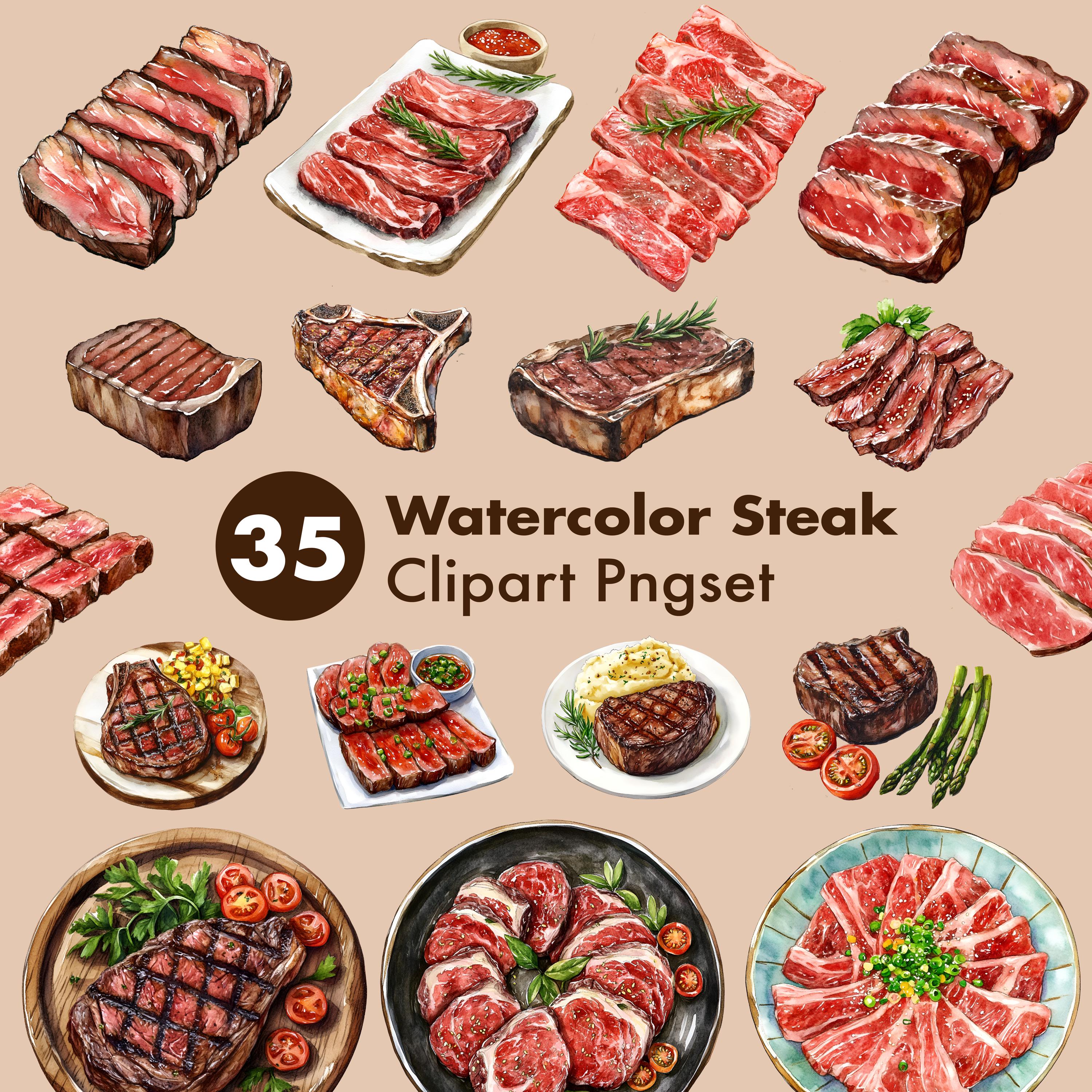 Watercolor Steak Clipart Set – BBQ Grill Meat PNG (digital Download) - Etsy