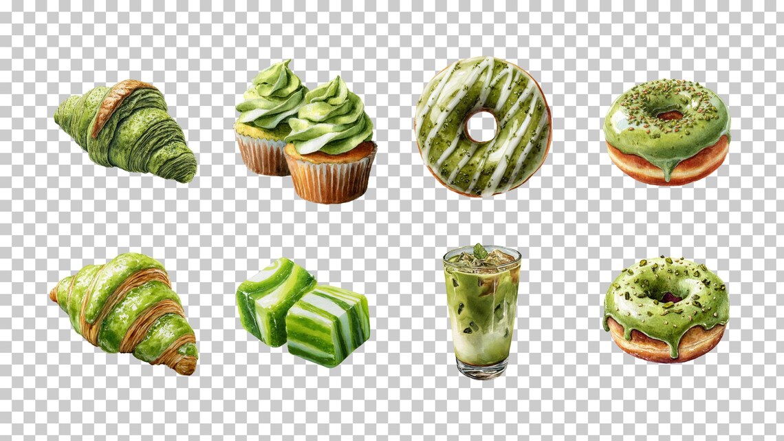 88 Matcha PNG Clipart Set | Transparent Green Tea Clipart, Matcha Latte ...