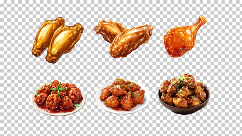 54 Fried Chicken PNG Clipart Bundle | Crispy Drumsticks, Wings, Bites ...