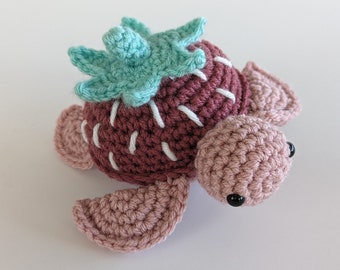 Crochet Mini Strawberry Turtle Pattern PDF Download Beginner Friendly ...
