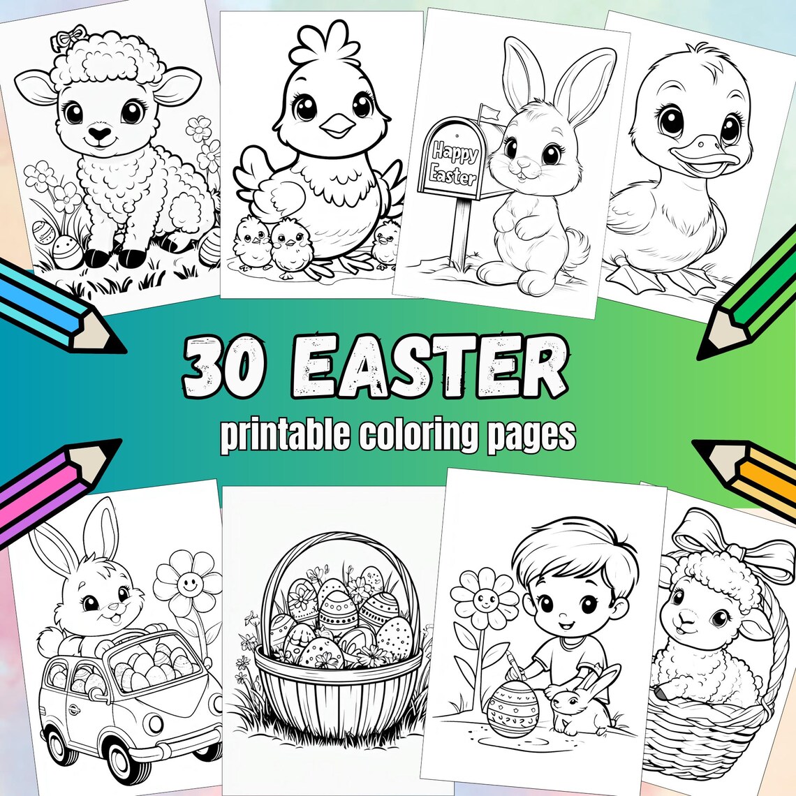 Easter Coloring Pages, Book for Kids, Toddlers, Preschool – Fun & Easy ...